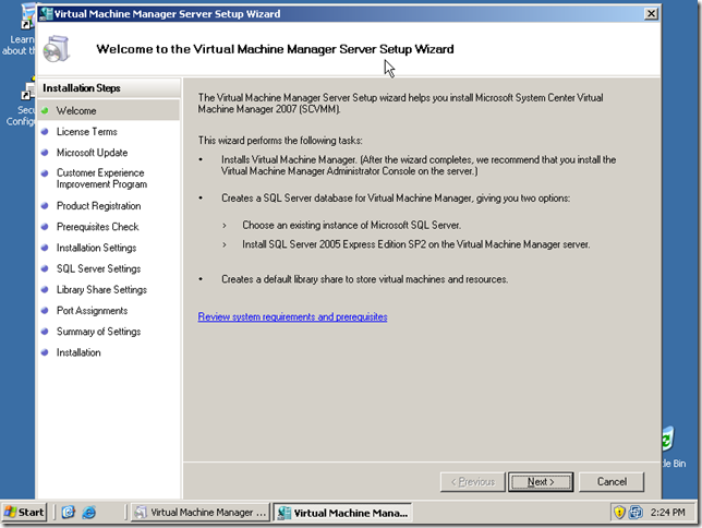 SCVMM 2007 Installation VMWare Workstation 6 and V2V | Networknet.nl